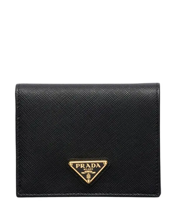 Prada Small Saffiano Leather Wallet - Black/gold