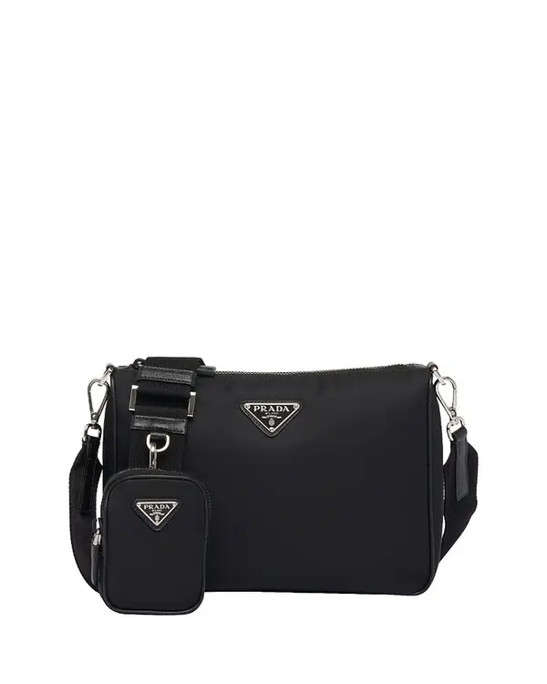 Prada Re-nylon And Saffiano Leather Shoulder Bag - Black