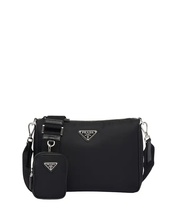 Prada Re-nylon And Saffiano Leather Shoulder Bag - Black