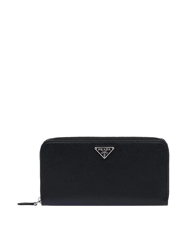 Prada Large Saffiano Leather Wallet - Black/silver