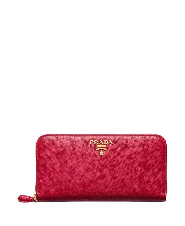 Prada Large Saffiano Leather Wallet - Red
