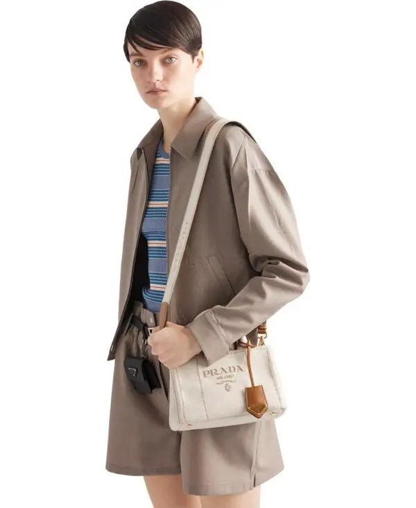 Prada Jardiniere Mini Linen Blend Bag