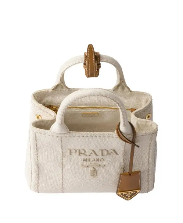 Prada Jardiniere Mini Linen Blend Bag