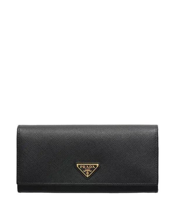 Prada Large Saffiano Leather Wallet - Black