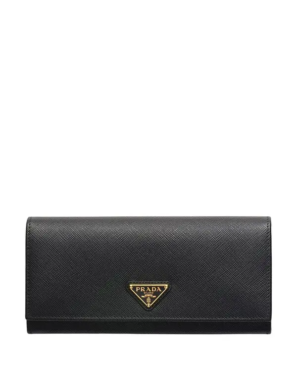 Prada Large Saffiano Leather Wallet - Black