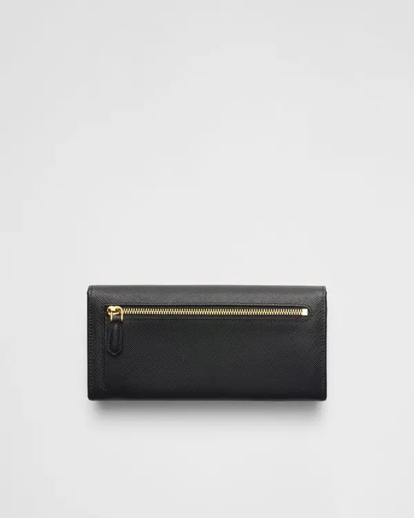 Prada Large Saffiano Leather Wallet - Black
