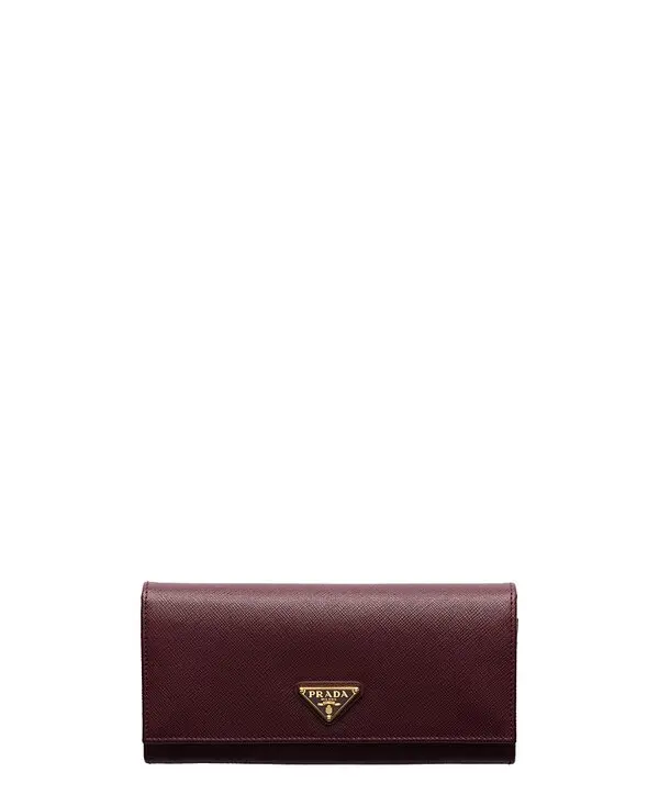 Prada Large Saffiano Leather Wallet - Burgundy