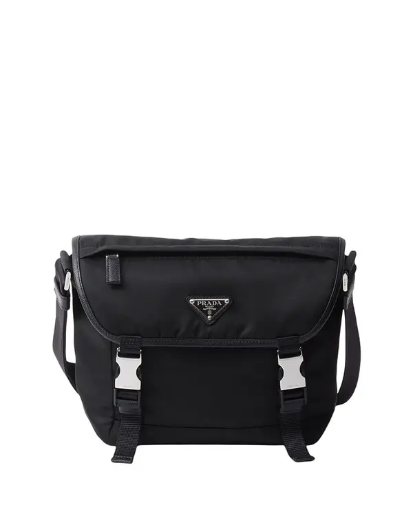 Prada Re-nylon And Saffiano Leather Shoulder Bag - Black