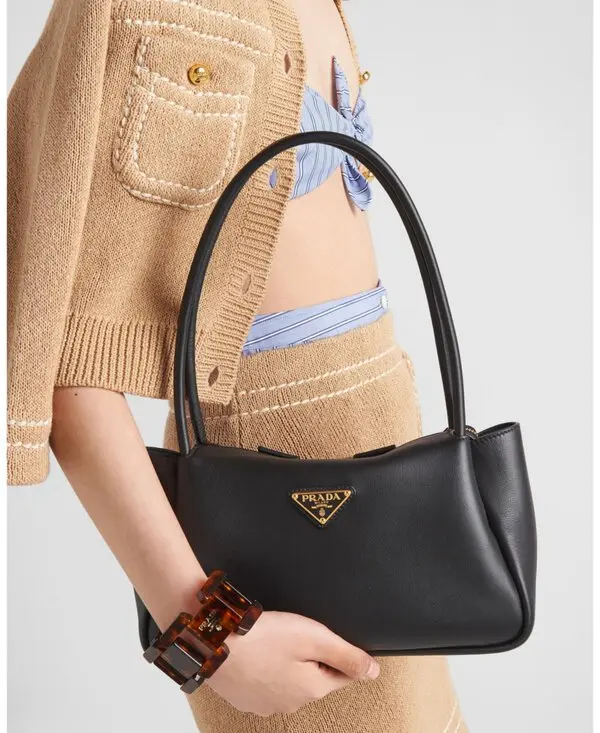 Prada Darling Medium Leather Shoulder Bag - Black