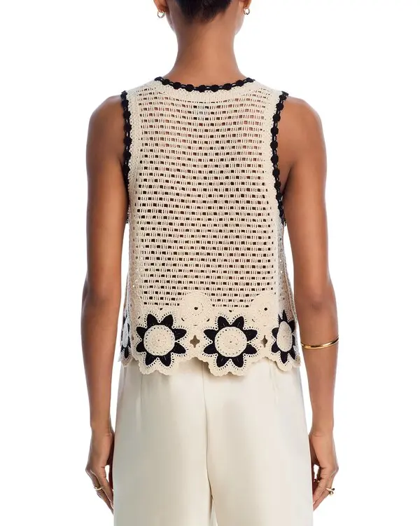 Aqua Crocheted Sleeveless Sweater