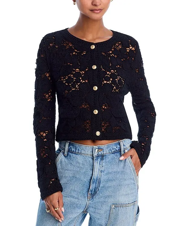 Aqua Rohini Crocheted Cardigan