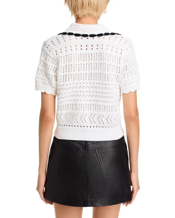 Aqua Short Sleeve Knit Polo Top