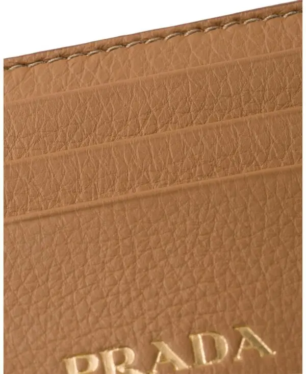 Prada Leather Card Holder - Brown