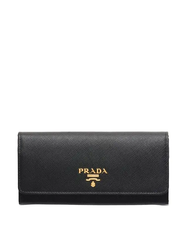 Prada Large Saffiano Leather Wallet - Black