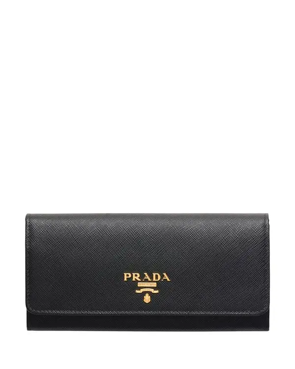 Prada Large Saffiano Leather Wallet - Black
