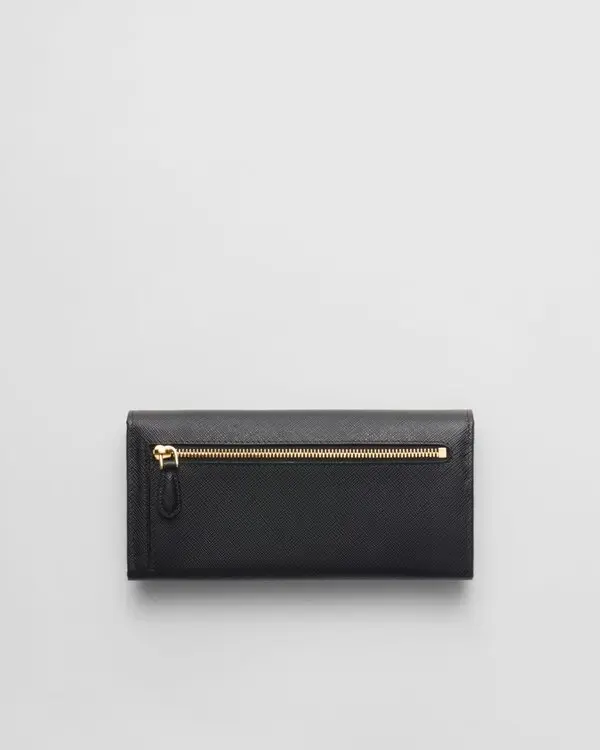 Prada Large Saffiano Leather Wallet - Black