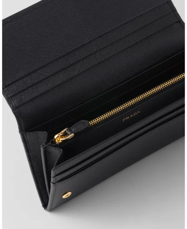Prada Large Saffiano Leather Wallet - Black