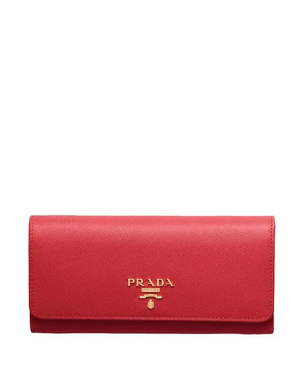 Prada Large Saffiano Leather Wallet - Red