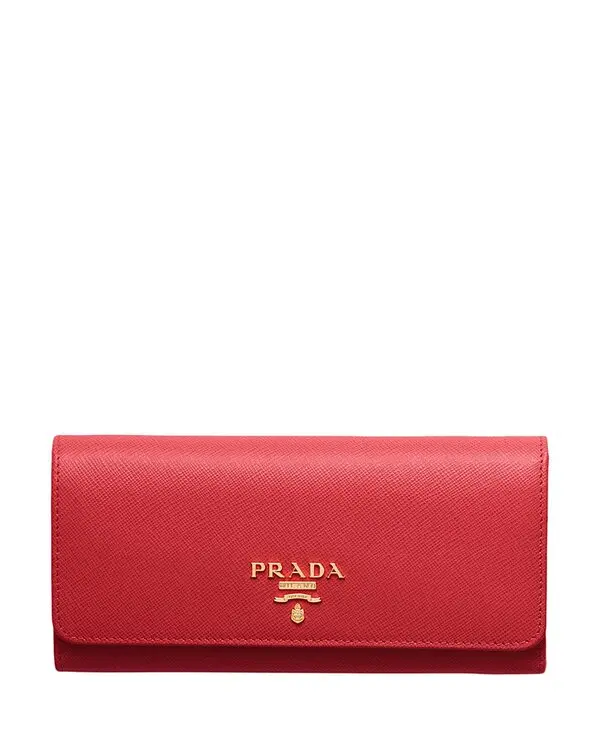 Prada Large Saffiano Leather Wallet - Red