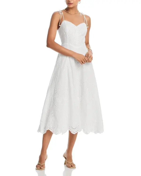 Aqua Eyelet Sweetheart Midi Dress