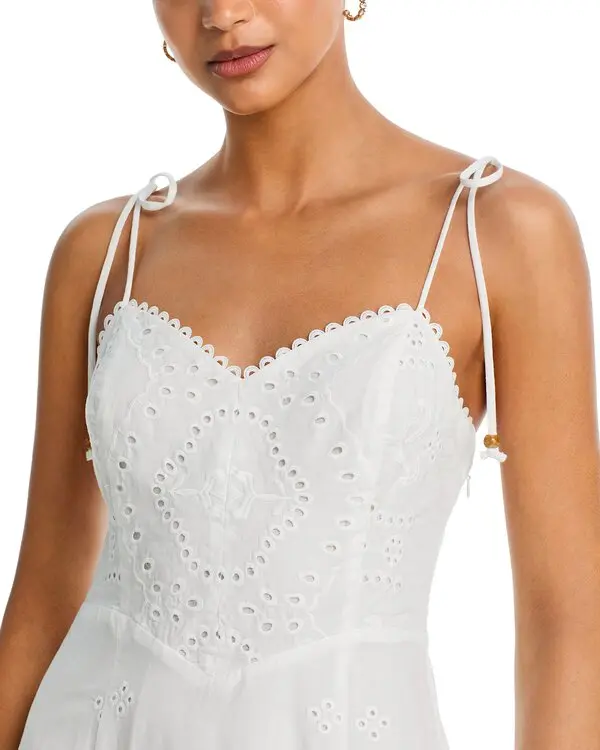 Aqua Eyelet Sweetheart Midi Dress