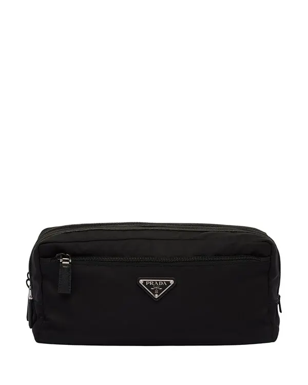Prada Re-nylon And Saffiano Leather Travel Pouch - Black