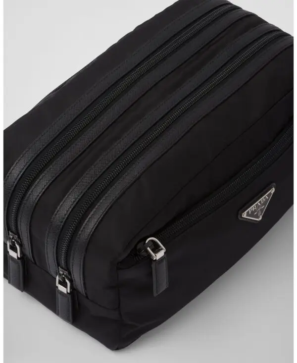 Prada Re-nylon And Saffiano Leather Travel Pouch