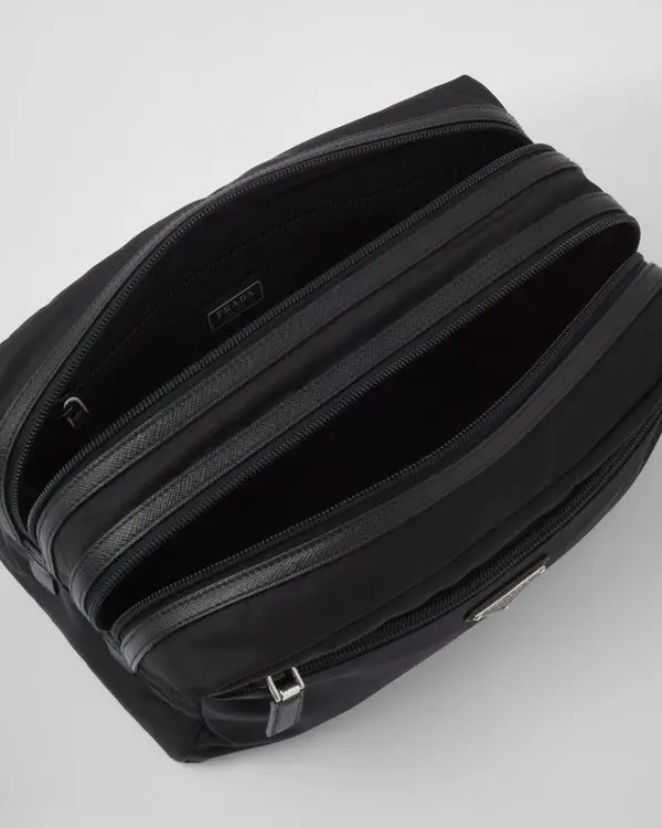 Prada Re-nylon And Saffiano Leather Travel Pouch