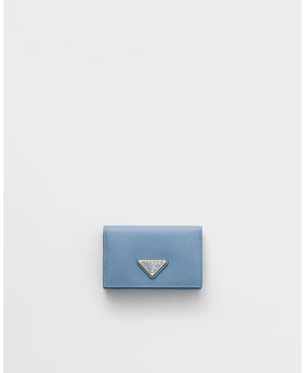Prada Saffiano Leather Card Holder - Light Blue