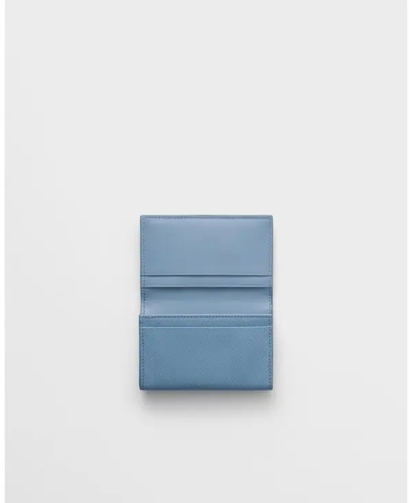 Prada Saffiano Leather Card Holder - Light Blue