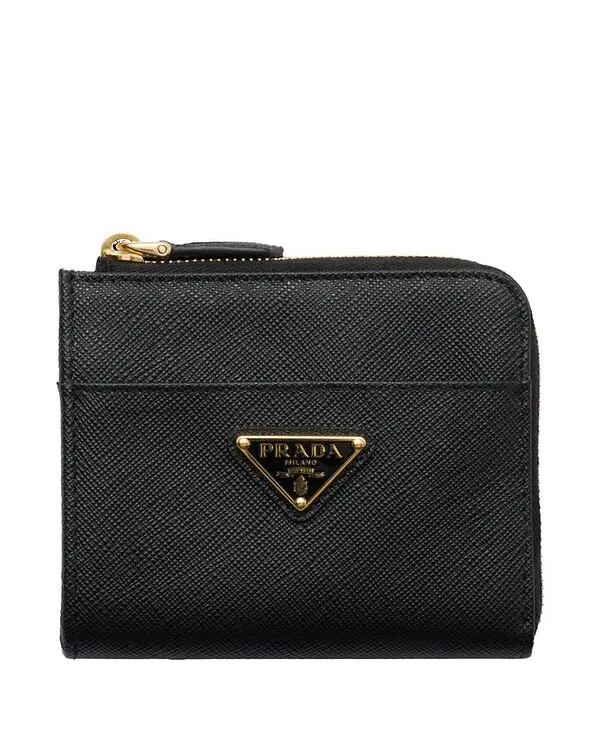 Prada Small Saffiano Leather Zipper Wallet - Black