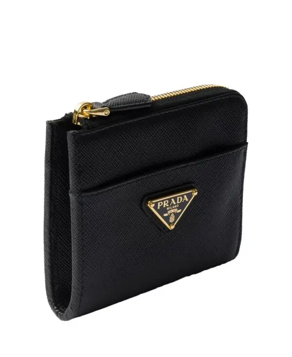 Prada Small Saffiano Leather Zipper Wallet - Black