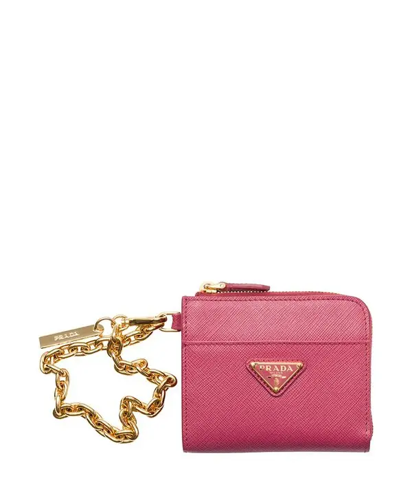 Prada Small Saffiano Leather Zipper Wallet - Pink