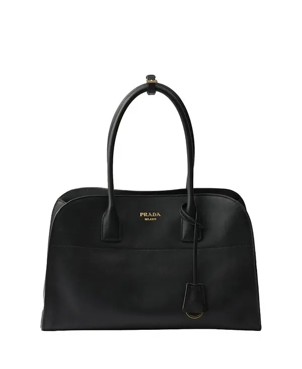 Prada Large Leather Tote - Black