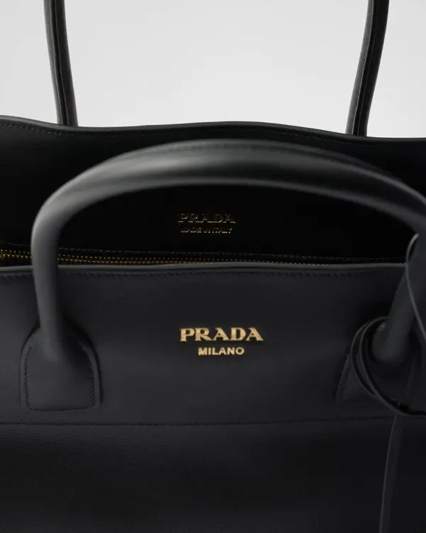 Prada Large Leather Tote - Black