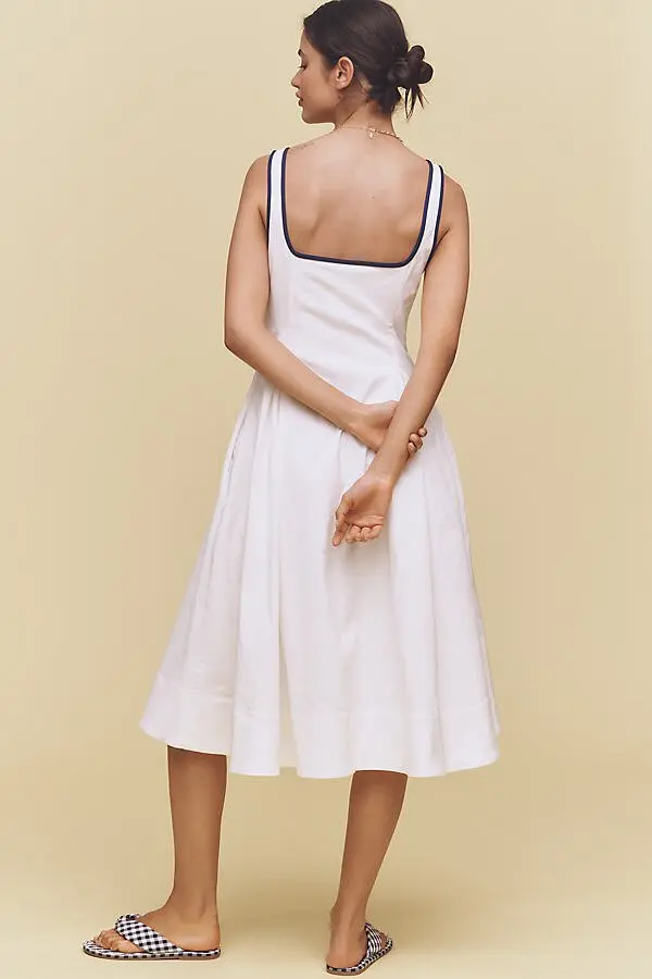 Maeve Arlette Midi Dress - Blue