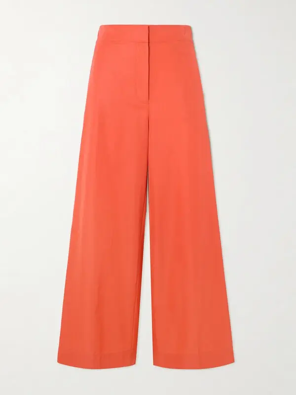 JOSEPH Thurlow Silk And Cotton-blend Wide-leg Pants - Orange