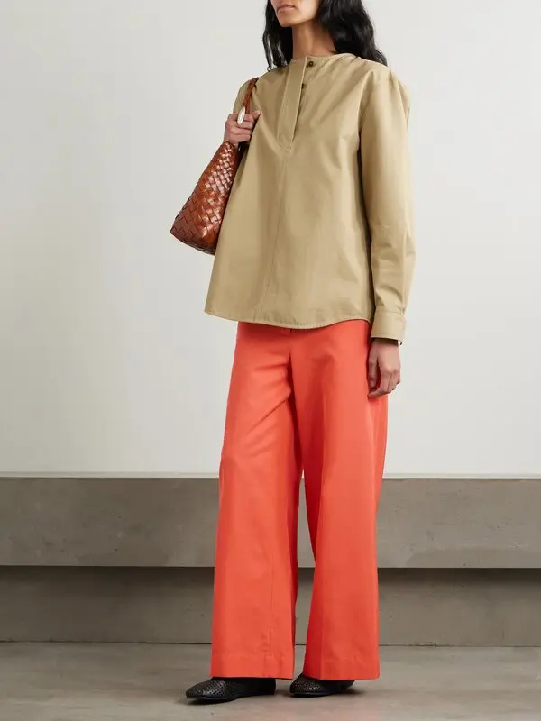 JOSEPH Thurlow Silk And Cotton-blend Wide-leg Pants - Orange