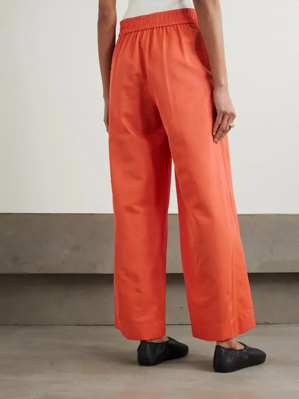 JOSEPH Thurlow Silk And Cotton-blend Wide-leg Pants - Orange