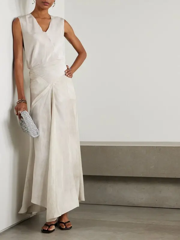 CORTANA Dali Asymmetric Silk-voile Top