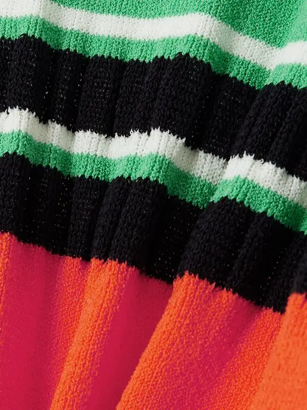 Christopher John Rogers Ruffled Striped Stretch-knit Halterneck Maxi Dress