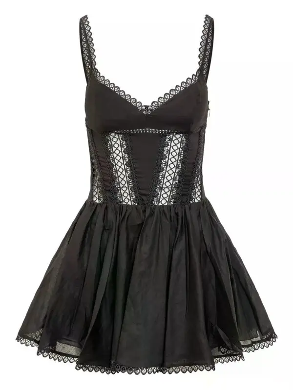 Charo Ruiz Ibiza Lace-trimmed Skater Dress - Black