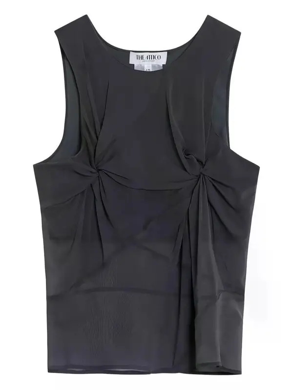 Attico Silk Tank Top - Grey