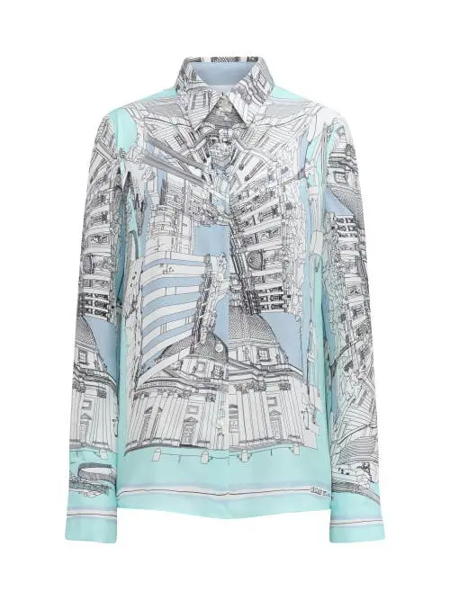 CALLAS MILANO Cameron Rome Scarf Shirt - Blue