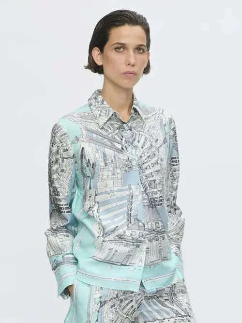CALLAS MILANO Cameron Rome Scarf Shirt - Blue