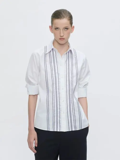 CALLAS MILANO Arletty Embroidered Shirt - White
