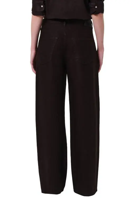 Citizens Of Humanity Brynn Drawstring Waist Wide Leg Linen Pants - Chocolate