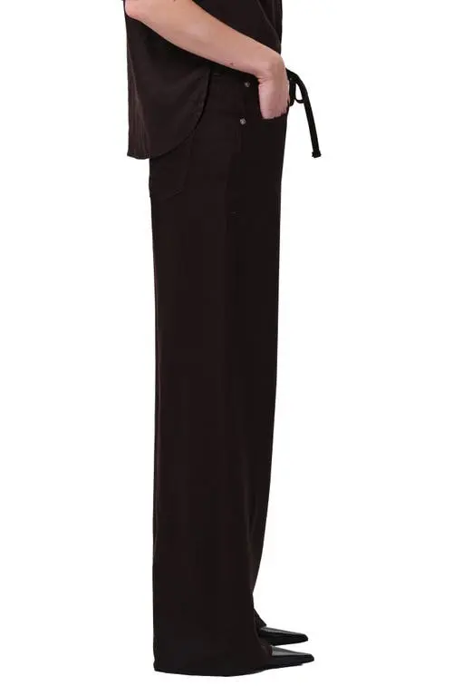 Citizens Of Humanity Brynn Drawstring Waist Wide Leg Linen Pants - Chocolate