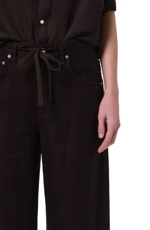 Citizens Of Humanity Brynn Drawstring Waist Wide Leg Linen Pants - Chocolate