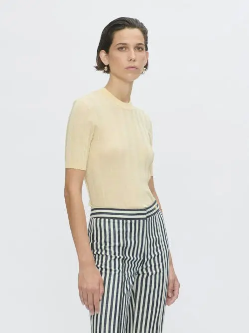 CALLAS MILANO Deeda Crewneck Rib Sweater - Yellow